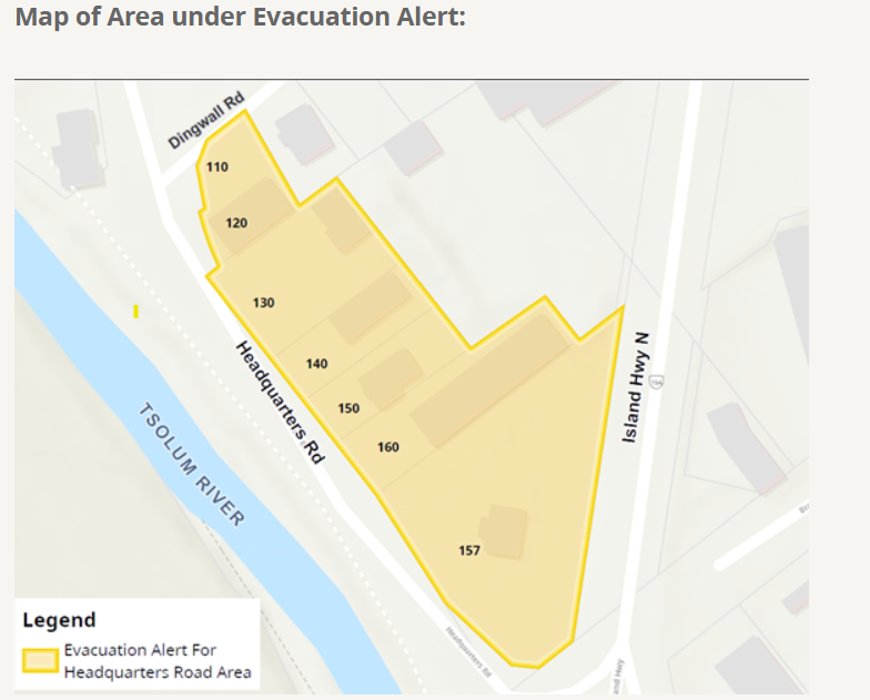 Evacuation Alert issued for some properties on Headquarters Road ...